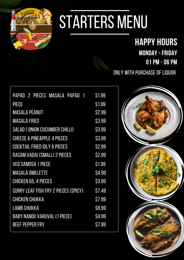 Bar Menu - Chennai Express